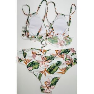 Starlights Fash | Swim | Green Floral Print Ruffles Highwaisted Bikini ...